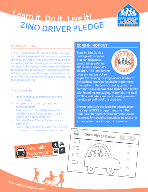 Fillable Online virginiadot DRIVER PLEDGE ZONE IN, NOT OUT ...