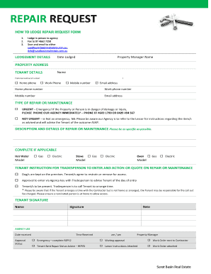 Fillable Online HOW TO LODGE REPAIR REQUEST FORM Fax Email Print ...