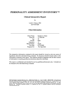 Fillable Online PERSONALITY ASSESSMENT INVENTORY Fax Email Print ...