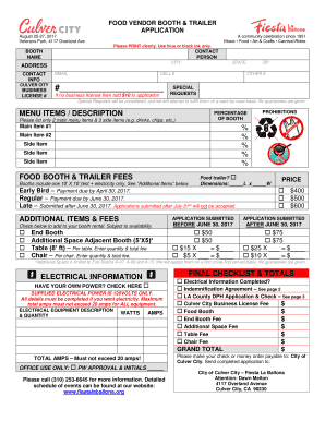 Fillable Online fiestalaballona Food Vendor Booth-Trailer Application Form - Fiesta La Ballona ...