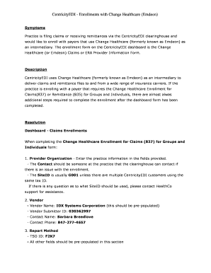 Fillable Online CentricityEDI - Enrollments with Change Healthcare ...