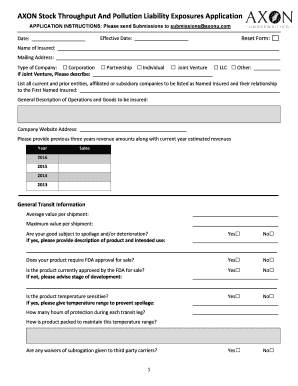 Fillable Online AXON Stock Throughput And Pollution Liability Exposures ...
