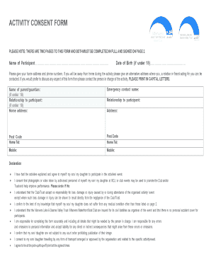 Fillable Online manverslakeactivities co ACTIVITY CONSENT FORM ...