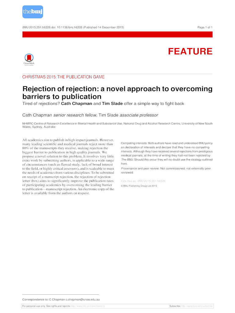 Fillable Online Rejection of rejection: a novel approach to overcoming Fax Email Print - pdfFiller