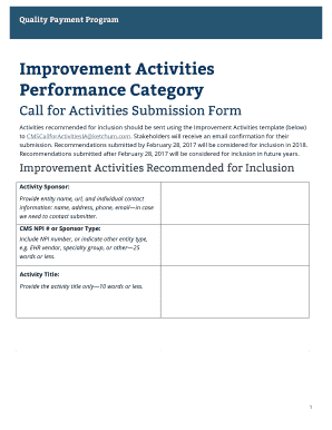 Fillable Online cms Improvement Activities. Improvement Activities Fax ...