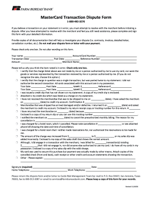 Fillable Online MasterCard Transaction Dispute Form Fax Email Print ...
