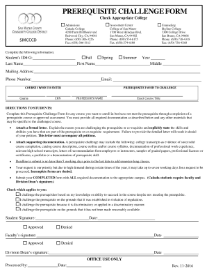 Fillable Online prerequisite challenge form - SMCCCD Public Sharepoint ...
