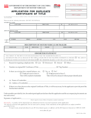Fillable Online cartitlenow DC TITLE NUMBER Fax Email Print - pdfFiller