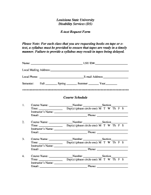 Fillable Online lsu Etext Student Request Form - lsu Fax Email Print ...