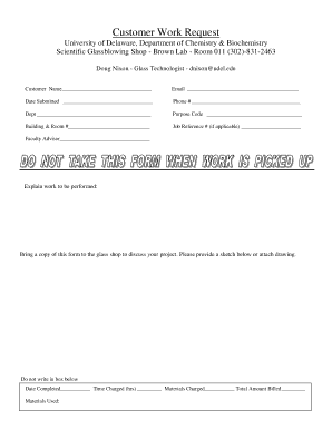 Fillable Online Customer Work Request Fax Email Print - pdfFiller