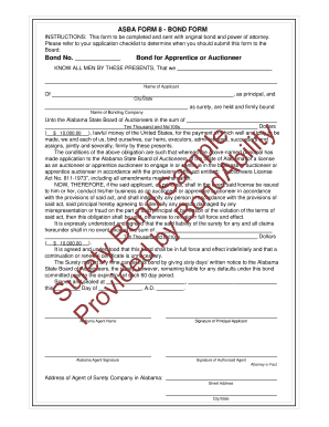 Fillable Online ALAUCT Surety Bond. Surety Bond Preview - BondAbility ...