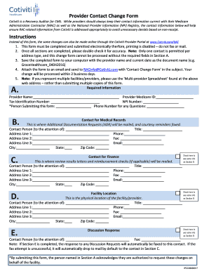 Fillable Online Provider Contact Change Form Fax Email Print - pdfFiller