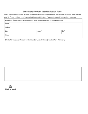 Fillable Online Beneficiary Provider Data Notification Form Fax Email ...