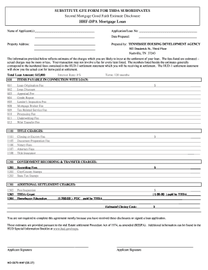 Fillable Online SUBSTITUTE GFE FORM FOR THDA SUBORDINATES Fax Email ...