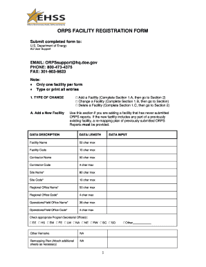 Fillable Online energy ORPS Facility Registration Form. ORPS Facility ...