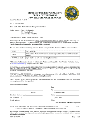 Fillable Online ftp albemarle CLERK OF THE WORKS - ftp albemarle Fax Email Print - pdfFiller