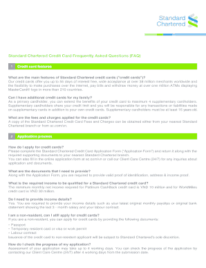Fillable Online Standard Chartered Credit Card Frequently Asked ...