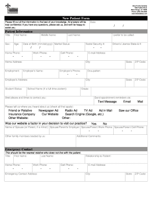Fillable Online New Patient Form - Shea Family Dentistry Fax Email ...