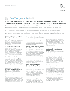 Fillable Online DataWedge for Android Specification Sheet. Easily ...