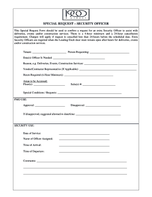 Fillable Online SPECIAL REQUEST SECURITY OFFICER Fax Email Print - pdfFiller