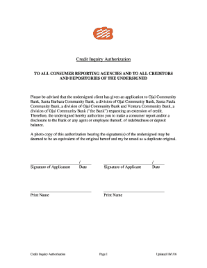 Fillable Online Credit Inquiry Authorization Fax Email Print - pdfFiller