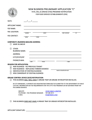 Fillable Online Fats, Oils & Grease Form.docx Fax Email Print - pdfFiller