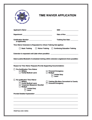Fillable Online TIME WAIVER APPLICATION Fax Email Print - pdfFiller