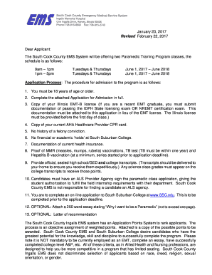 Fillable Online The South Cook County EMS System will be offering two ...