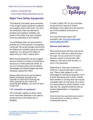 Fillable Online Night Time Safety Equipment - youngepilepsy.org.uk Fax ...