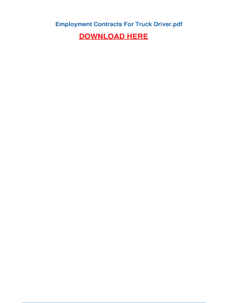 Fillable Online Employment Contracts For Truck Driver - Pdfsdocuments ...