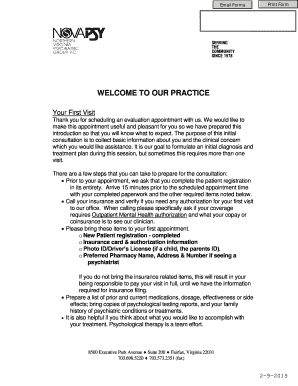 Fillable Online WELCOME TO OUR PRACTICE - Errol Segall, MD Fax Email ...