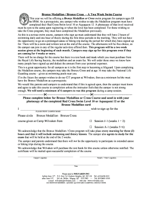 Fillable Online wilvaken Bronze Medallion / Bronze Cross A Two Week ...