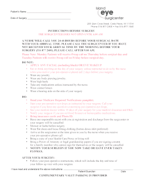 Fillable Online islandeye Instructions Before Surgery - islandeye Fax ...