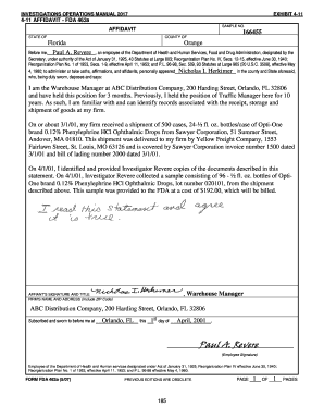 Fillable Online fda IOM - SUBCHAPTER 4. 4-11 AFFIDAVIT - FDA 463a Fax ...
