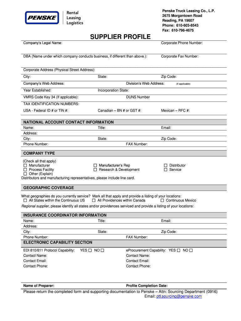 Fillable Online Penske Truck Leasing Co Fax Email Print - pdfFiller