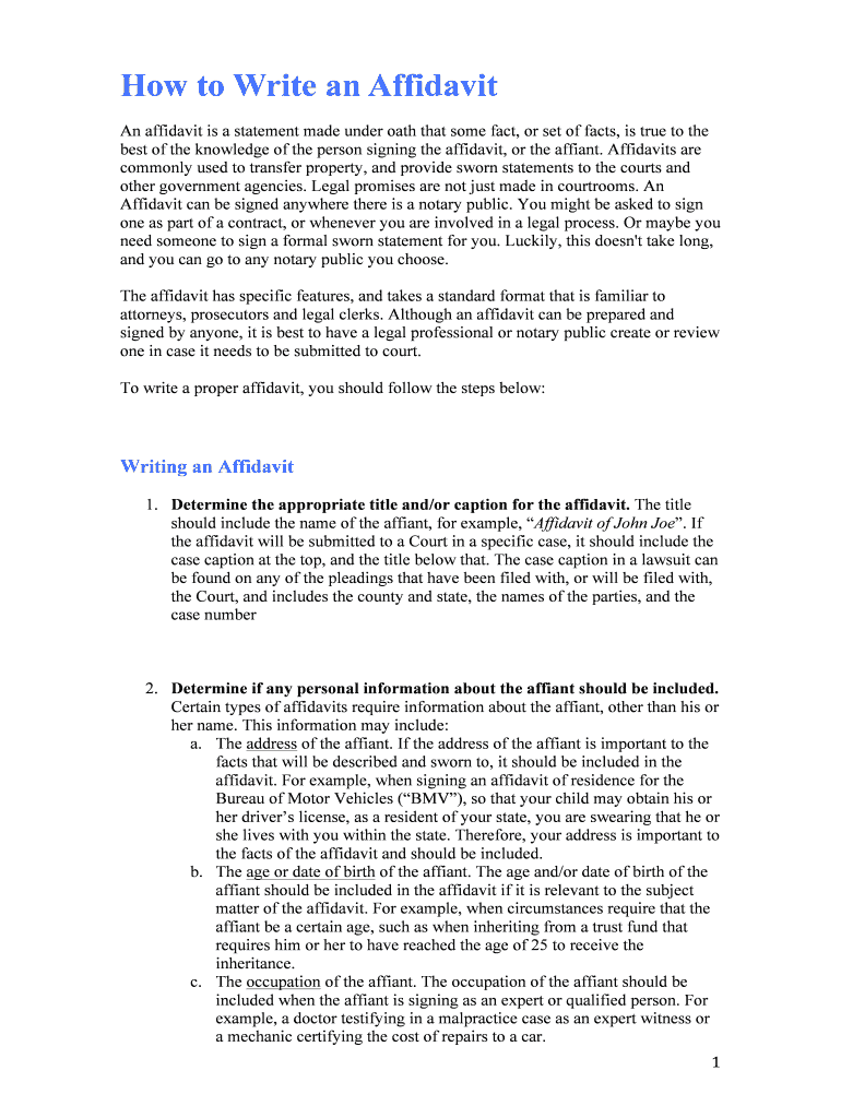 Fillable Online How to Write an Affidavit Fax Email Print - pdfFiller