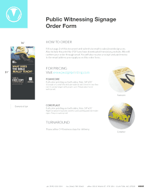 Fillable Online Public Witnessing Signage Order Form - Vast Design Fax ...