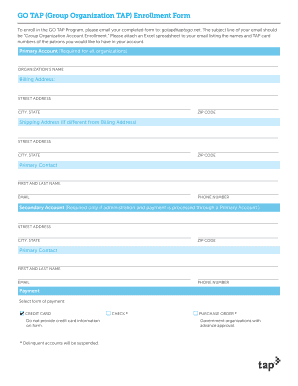 Fillable Online GO TAP (Group Organization TAP) Enrollment Form Fax ...