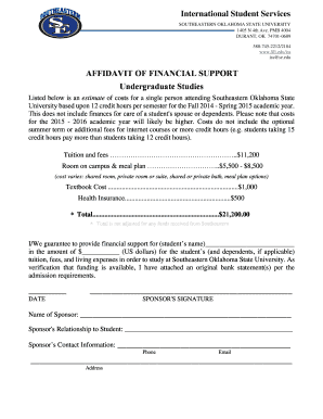 Fillable Online se AFFIDAVIT OF FINANCIAL SUPPORT Undergraduate Studies ...