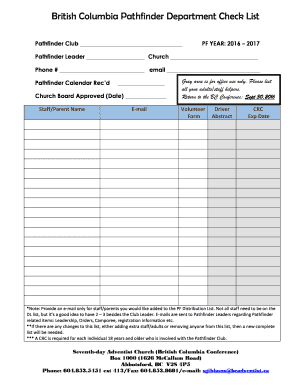 Fillable Online PF Staff Check List - Form.pdf Fax Email Print - pdfFiller