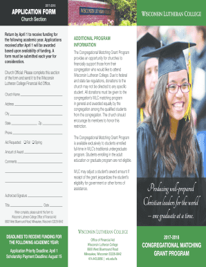 Fillable Online wlc Congregational Matching Grant Form - Wisconsin ...