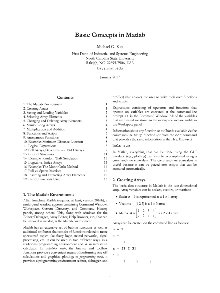Fillable Online Basic Concepts in Matlab Fax Email Print - pdfFiller