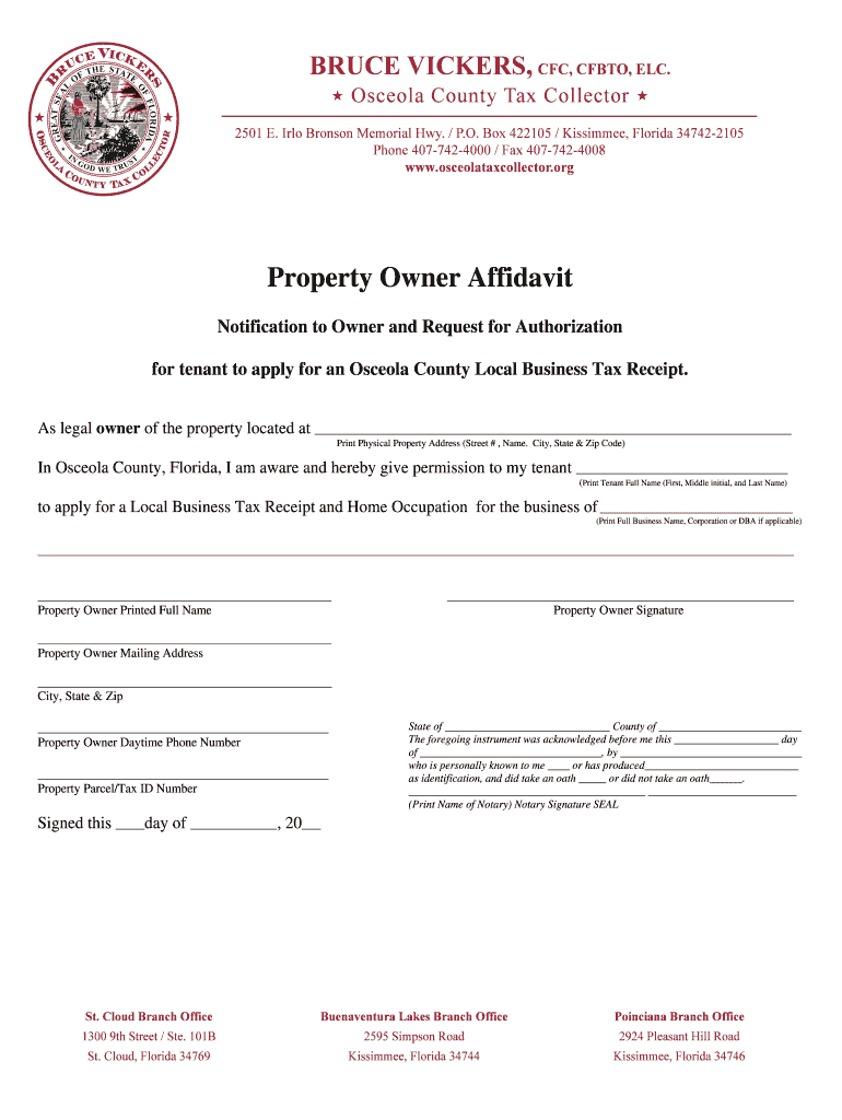 Fillable Online Property Owner Affidavit (04-11) Fax Email Print ...