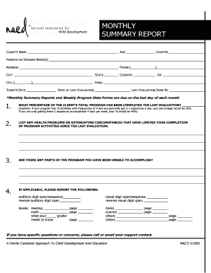 Fillable Online nacd Monthly Summary Report - nacd.org Fax Email Print ...