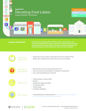 Fillable Online Unit 3: Consumers and Communities- Lesson Plans - Food ...