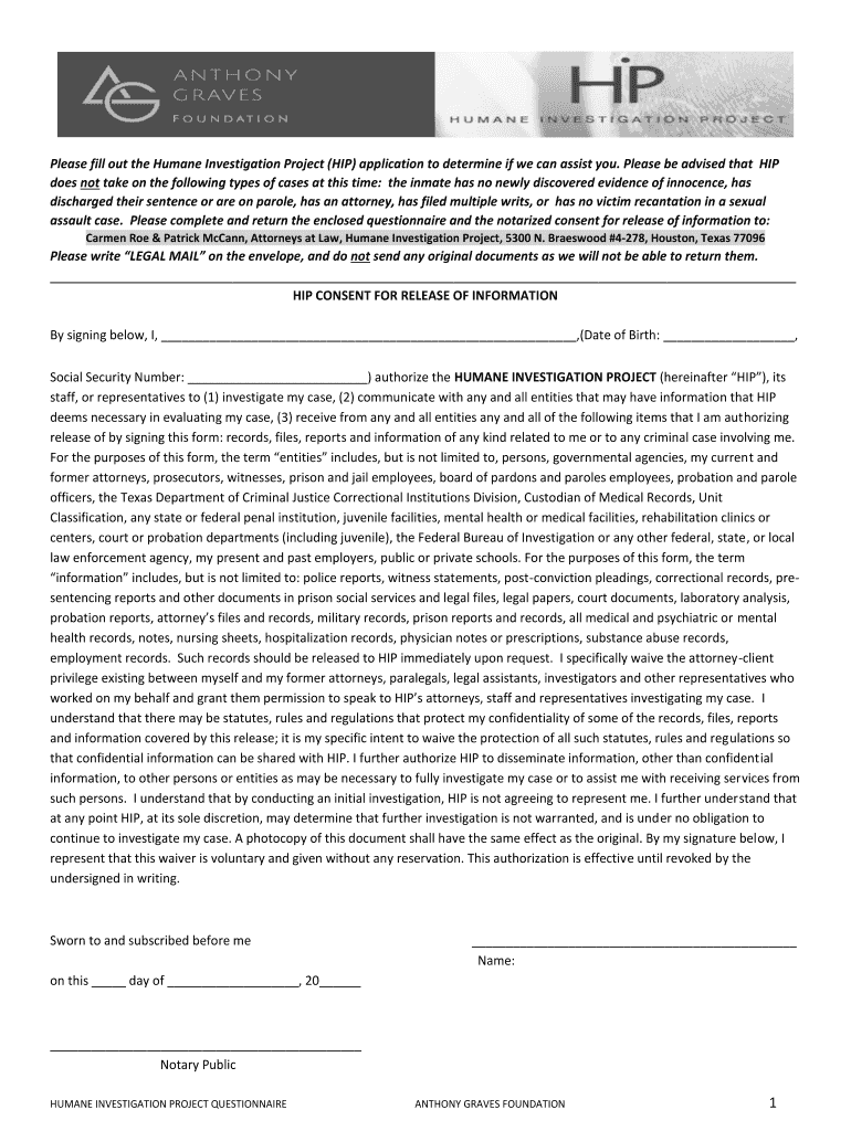 Fillable Online anthonygravesfoundation Please fill out the Humane ...