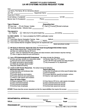 Fillable Online uaf Human Resources Systems Access Request Fax Email ...