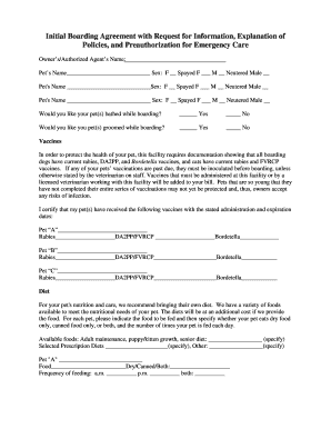 Fillable Online Initial Boarding Agreement with Request for Information ...