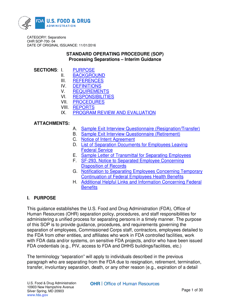 Fillable Online STANDARD OPERATING PROCEDURE (SOP) Processing Separations ... Fax Email Print ...