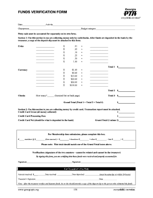 Fillable Online FUNDS VERIFICATION FORM Fax Email Print - pdfFiller